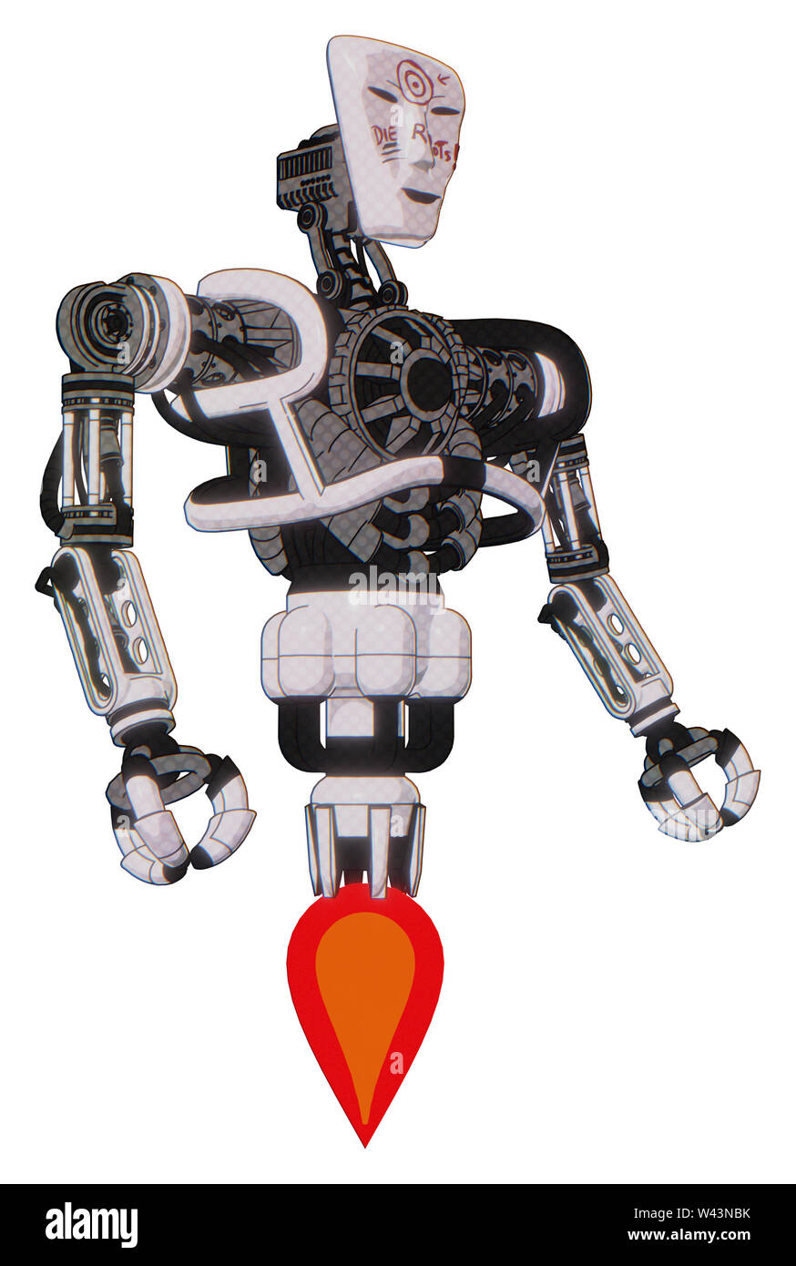 Mech containing elements: humanoid face mask, die robots graffiti ...