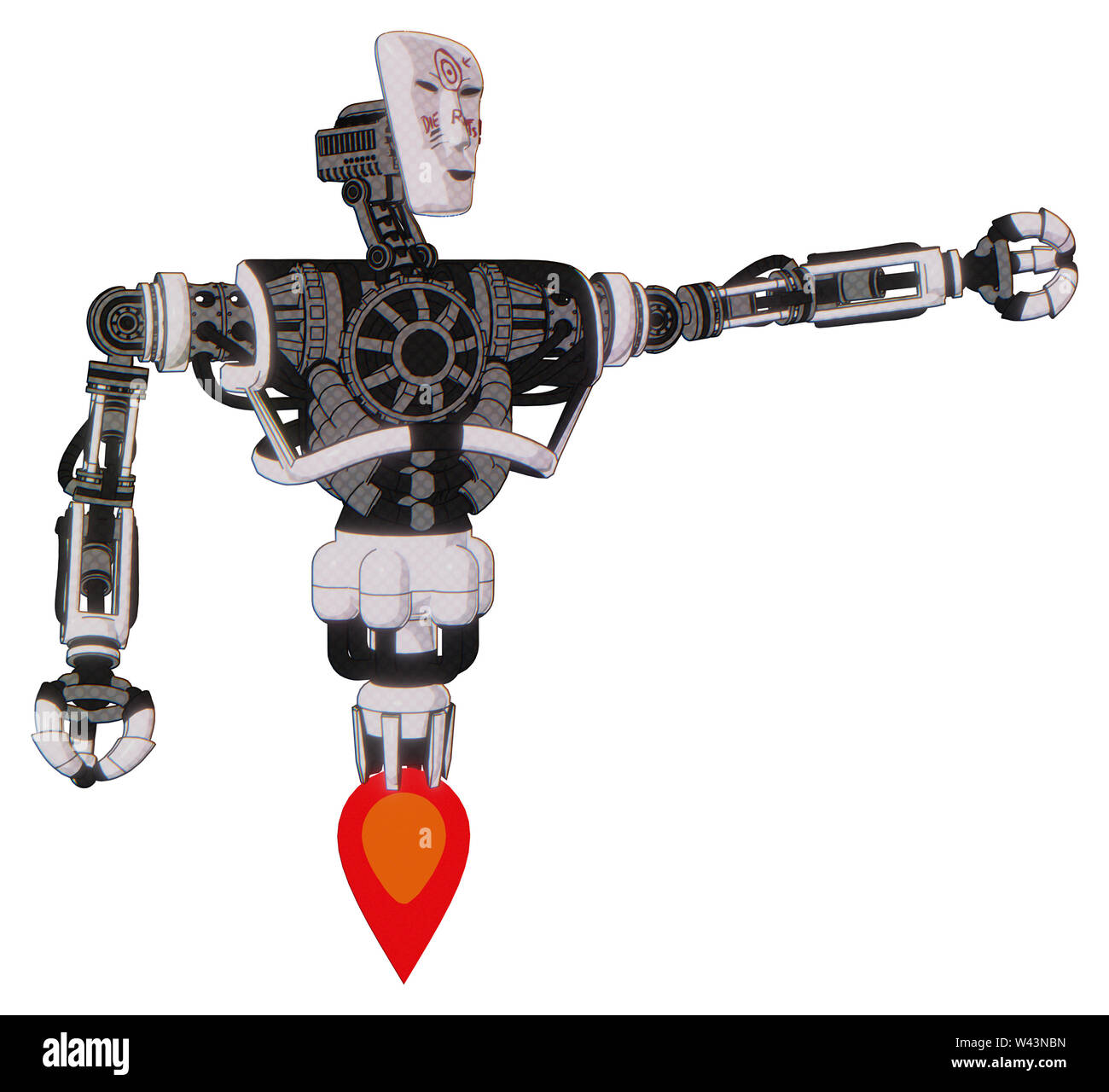 Mech containing elements: humanoid face mask, die robots graffiti ...