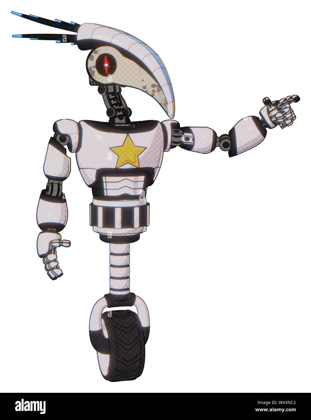 Mech containing elements: bird skull head, red line eyes, head shield ...