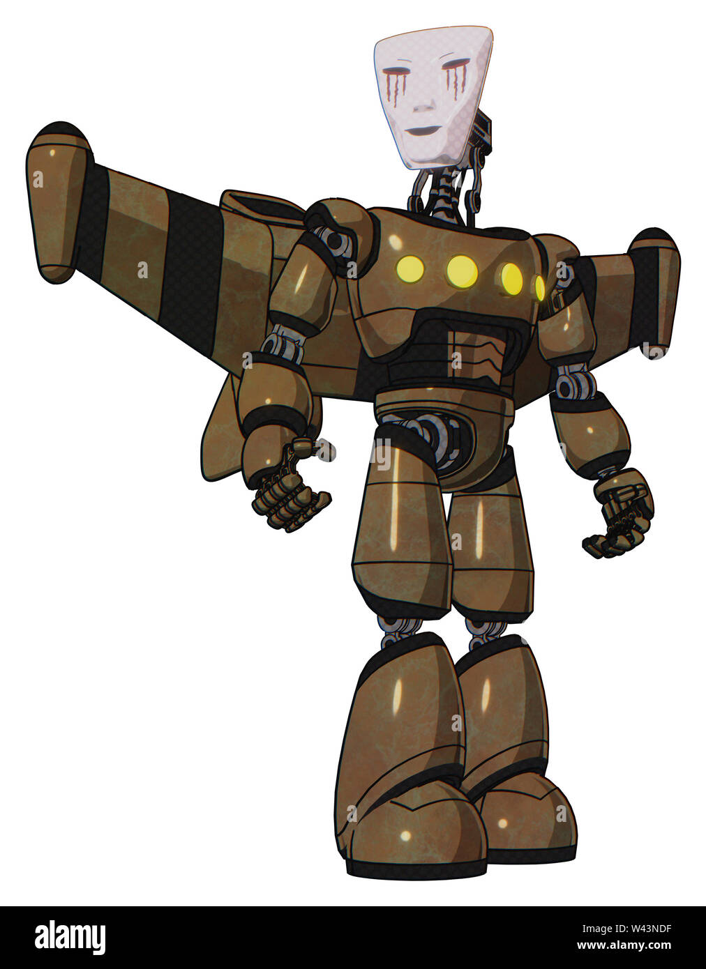 Automaton containing elements: humanoid face mask, blood tears, light ...