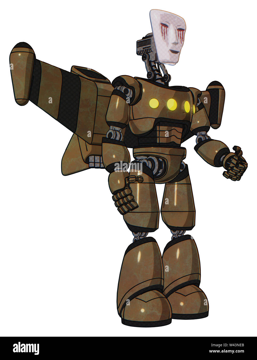 Automaton containing elements: humanoid face mask, blood tears, light ...