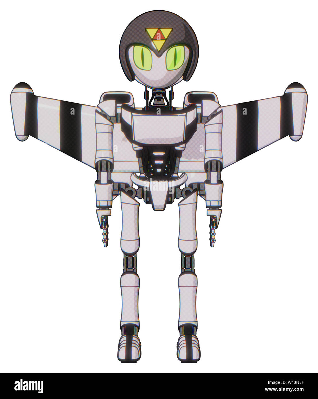 Mech containing elements: grey alien style head, cat's eyes, triangle ...