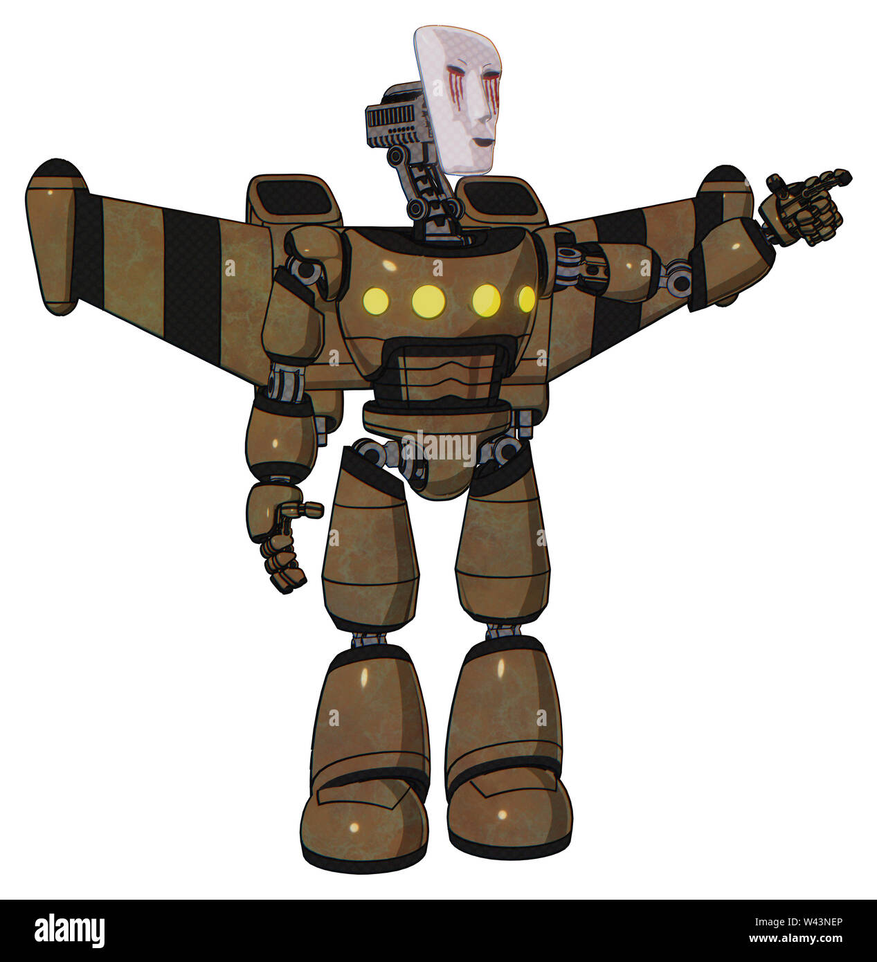 Automaton containing elements: humanoid face mask, blood tears, light ...