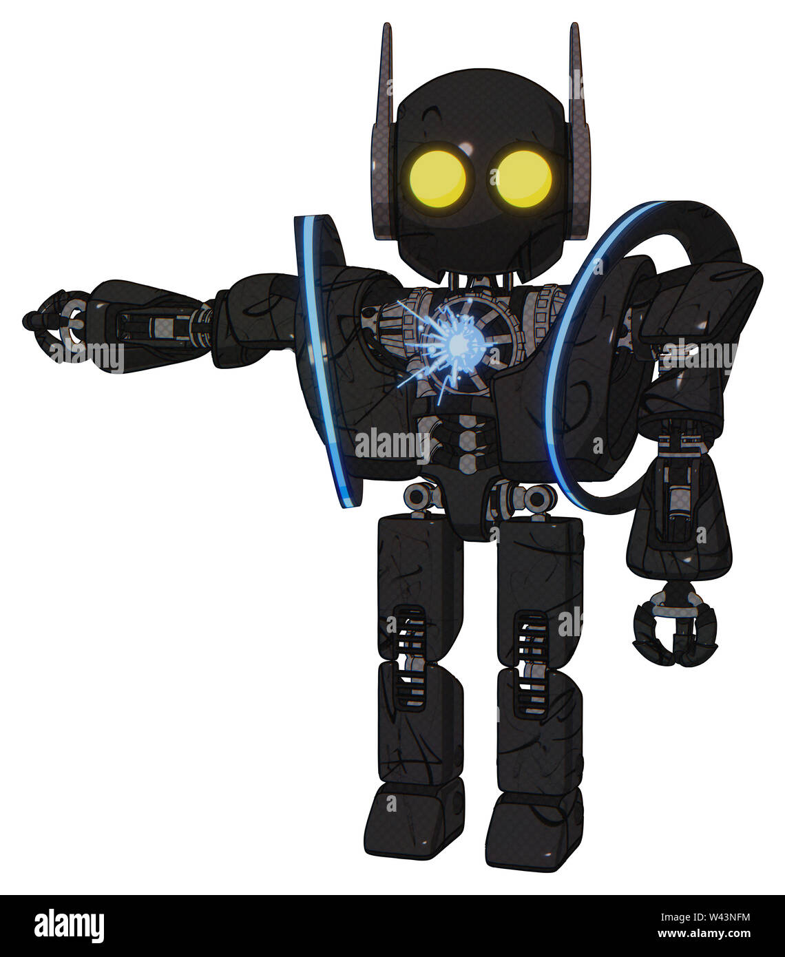 Cyborg containing elements: round head, large yellow eyes, head ...