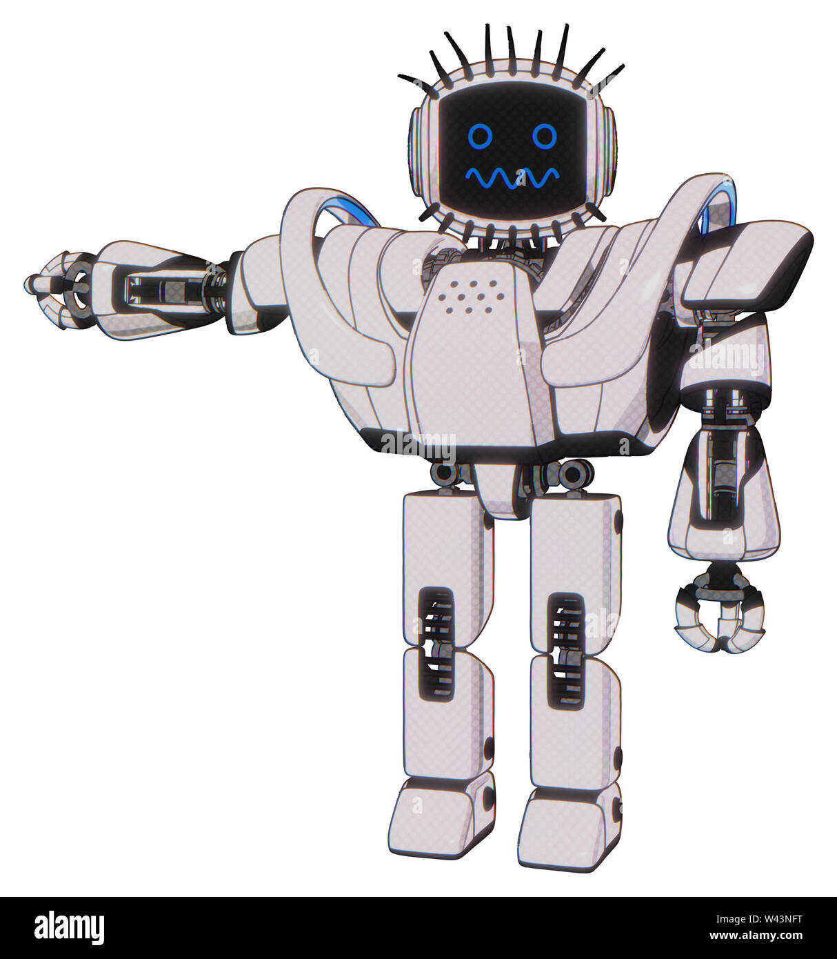 Droid containing elements: digital display head, stunned expression ...