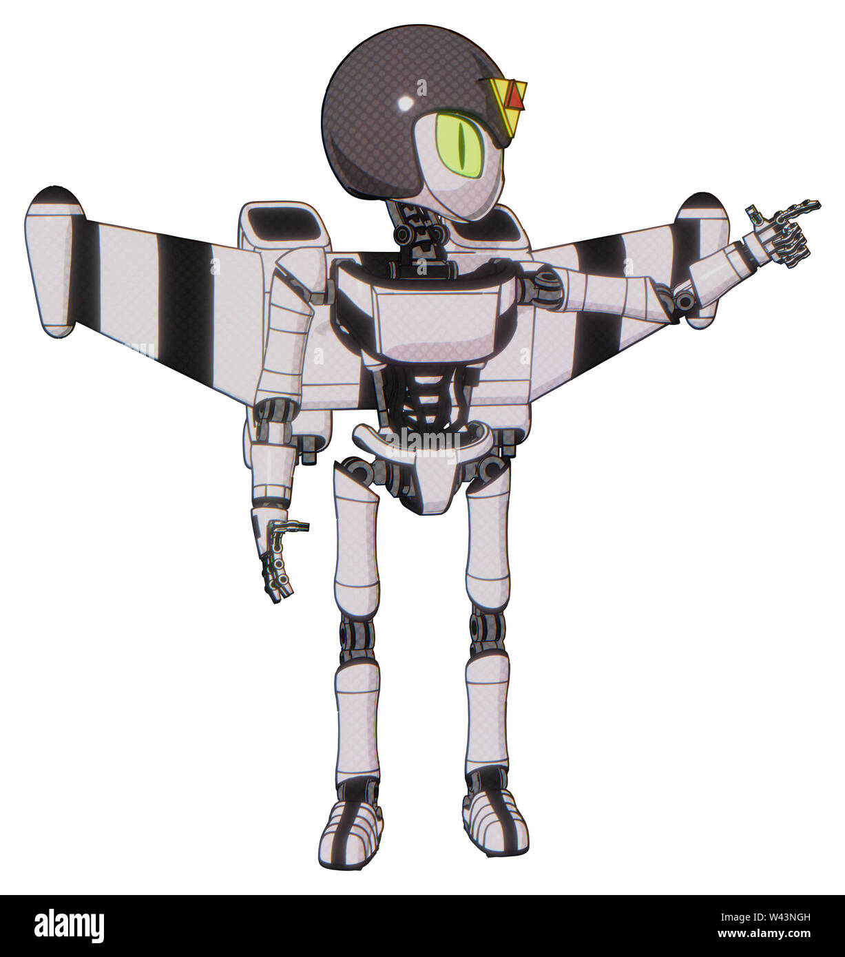 Mech containing elements: grey alien style head, cat's eyes, triangle ...