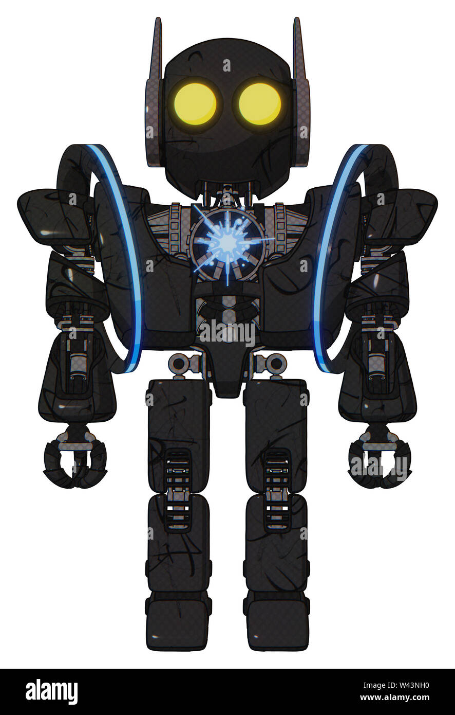 Cyborg containing elements: round head, large yellow eyes, head ...