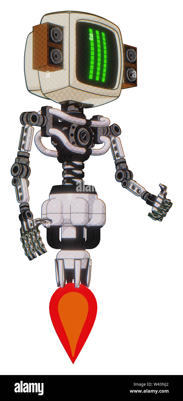 Robot containing elements: old computer monitor, three lines pixel ...