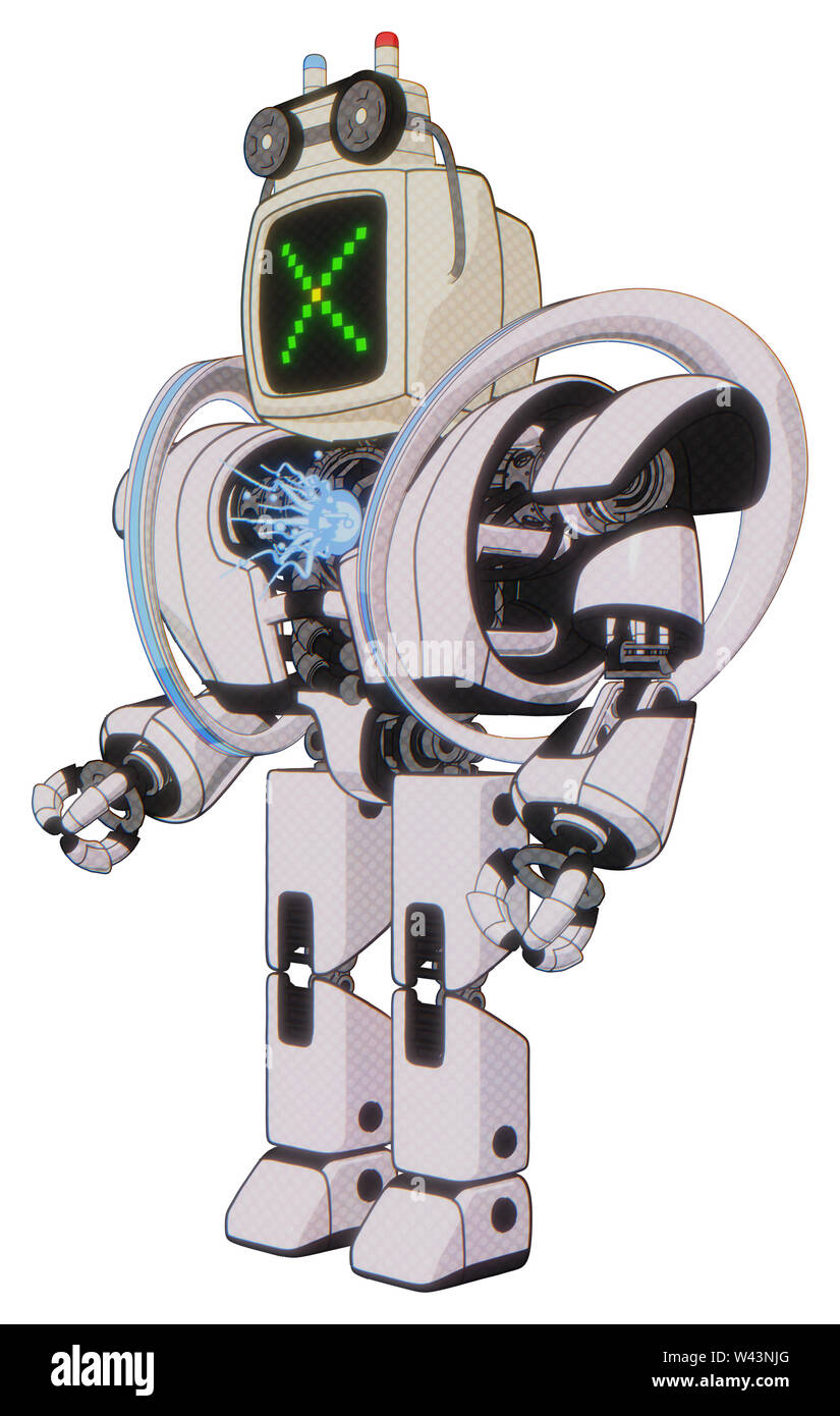 Mech containing elements: old computer monitor, pixel x, old computer ...