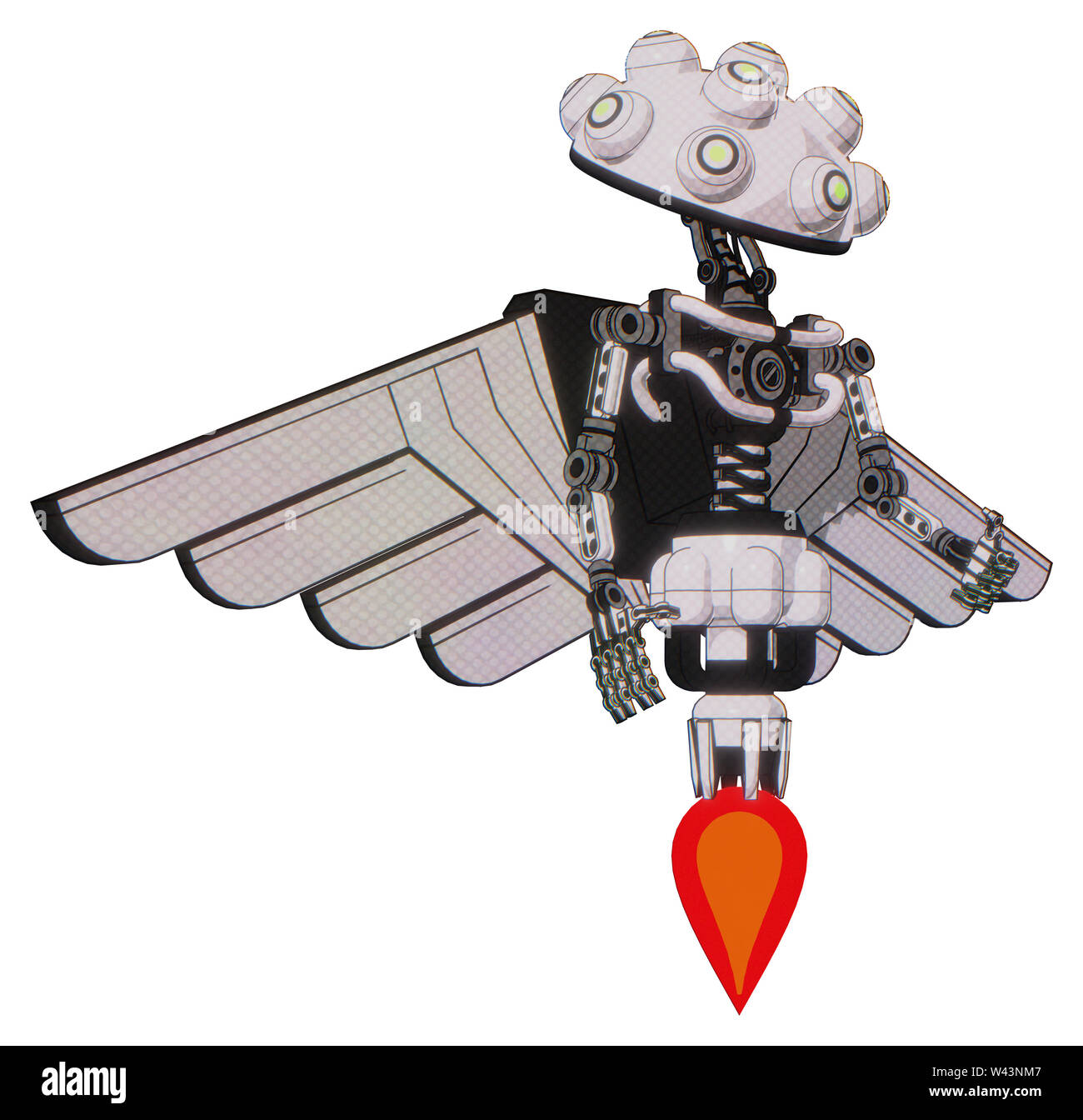 Mech containing elements: techno multi-eyed domehead design, light ...