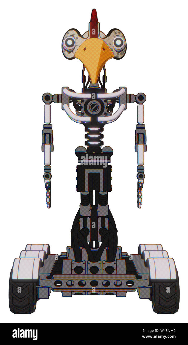 Mech containing elements: bird skull head, white eyeballs, chicken ...