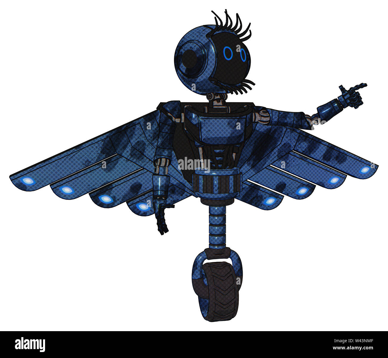 Mech containing elements: digital display head, circle eyes, eye lashes ...