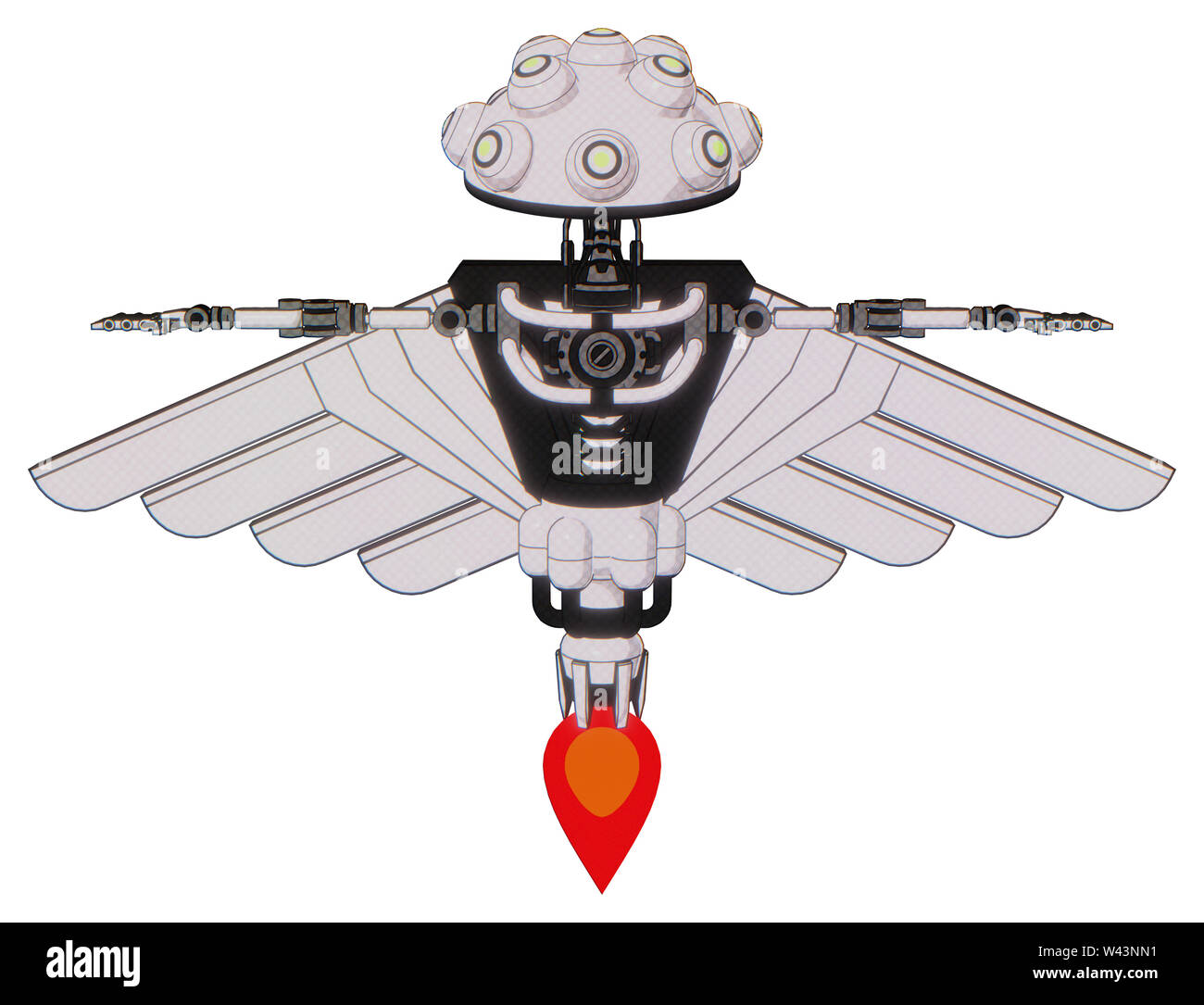 Mech containing elements: techno multi-eyed domehead design, light ...