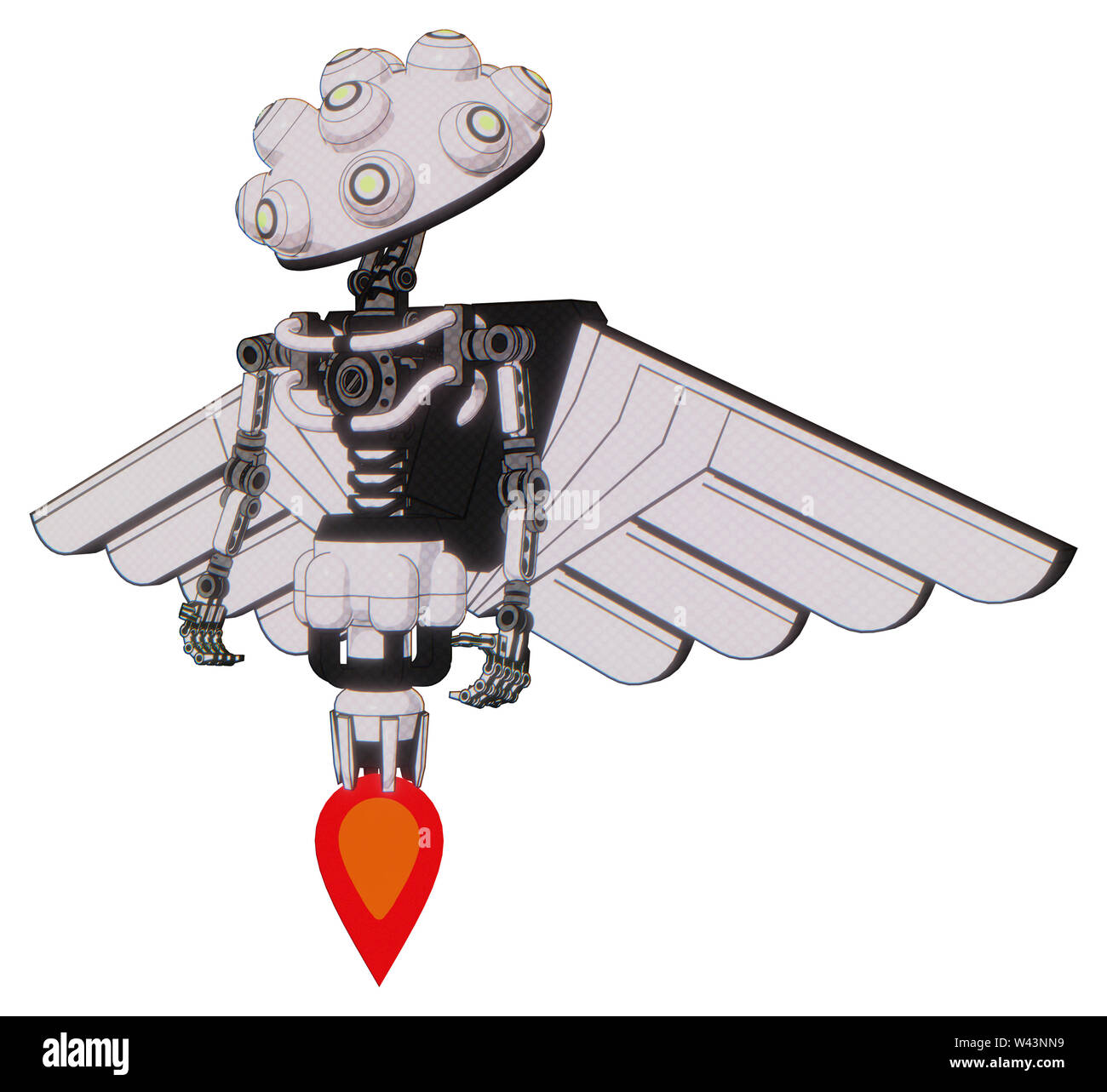 Mech containing elements: techno multi-eyed domehead design, light ...