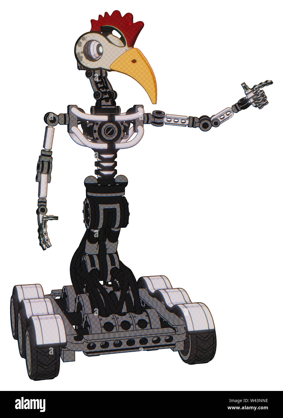 Mech containing elements: bird skull head, white eyeballs, chicken ...