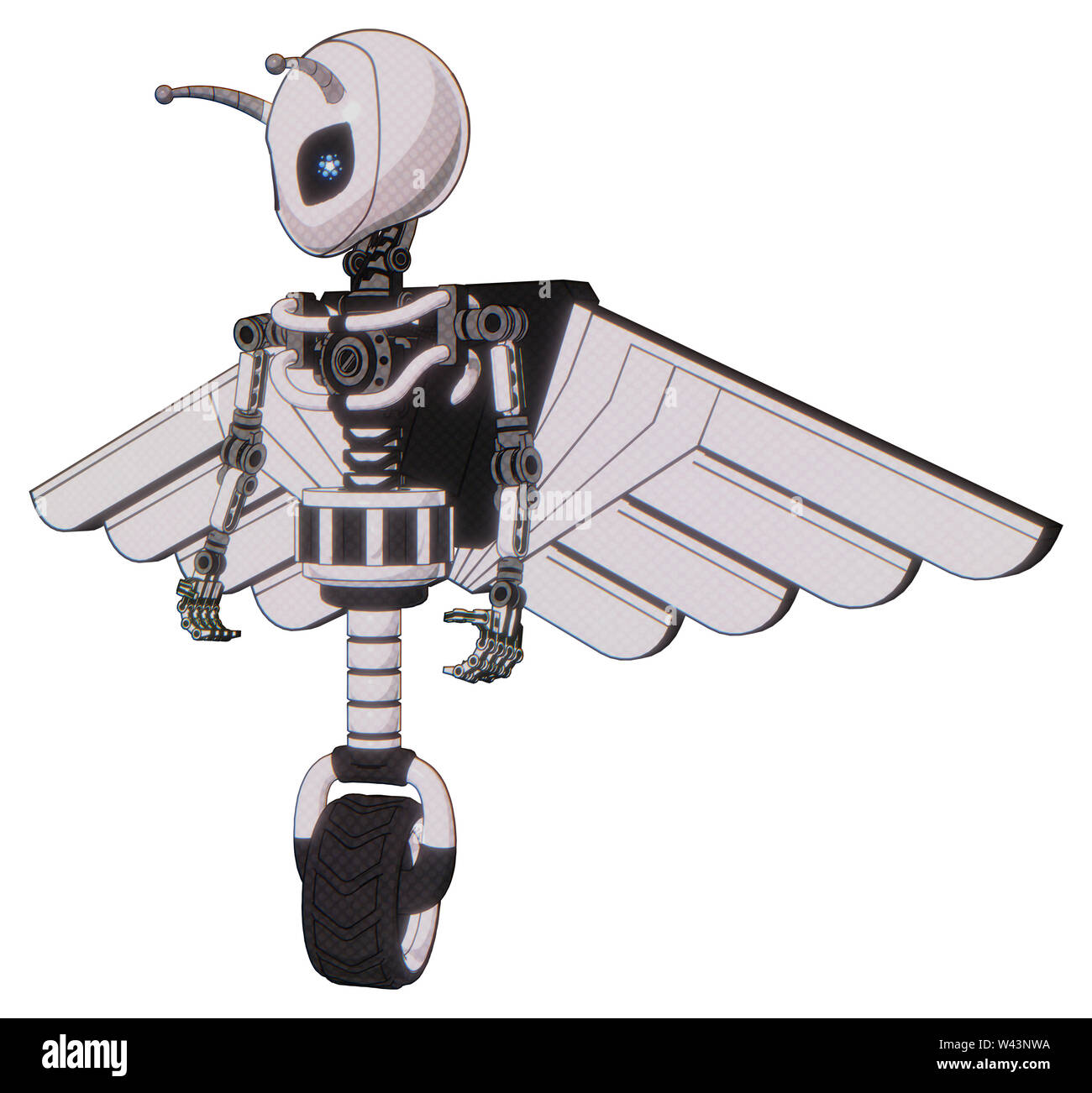 Mech containing elements: grey alien style head, electric eyes, bug ...