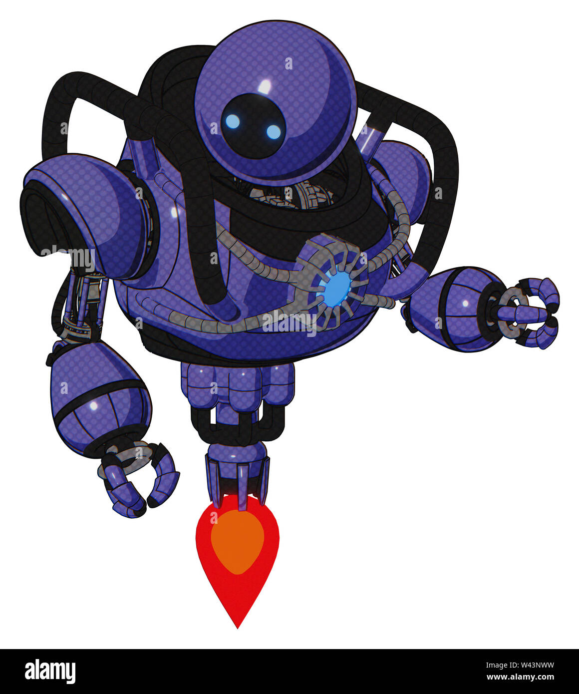 Droid containing elements: dual retro camera head, black circle blue ...