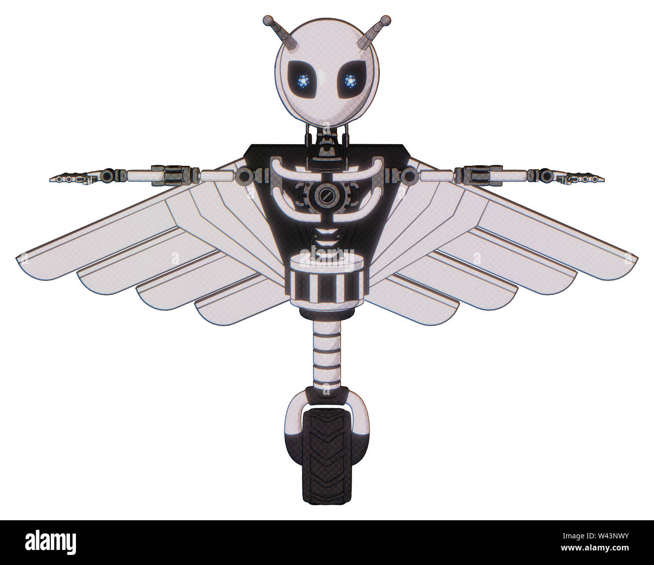 Mech containing elements: grey alien style head, electric eyes, bug ...