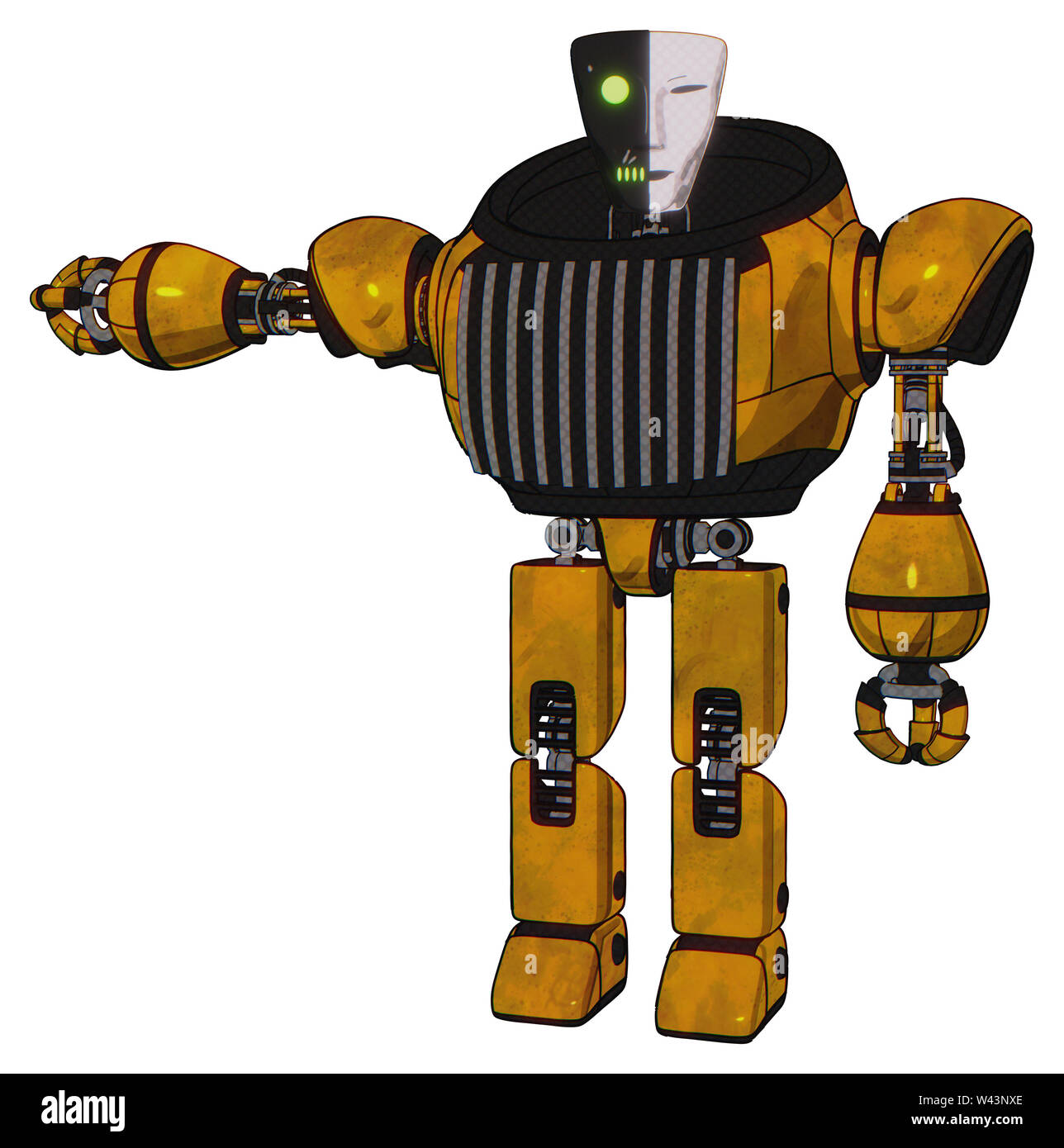 Automaton containing elements: humanoid face mask, two-face black white ...