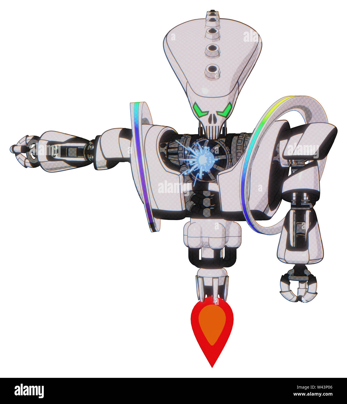 Cyborg containing elements: flat elongated skull head, heavy upper ...