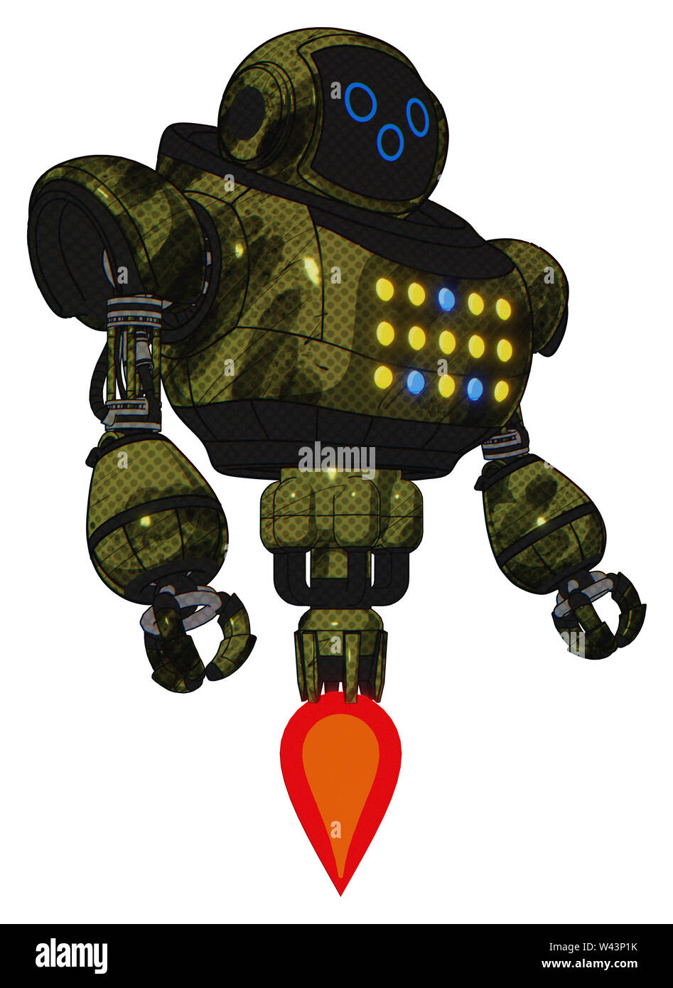 Robot containing elements: digital display head, woo expression, heavy ...