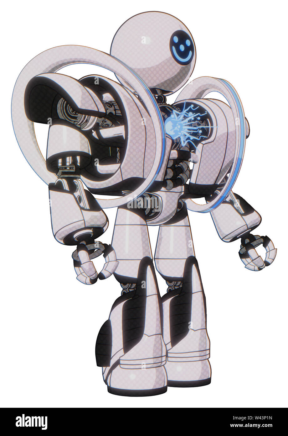 Bot containing elements: dual retro camera head, small happy face round ...