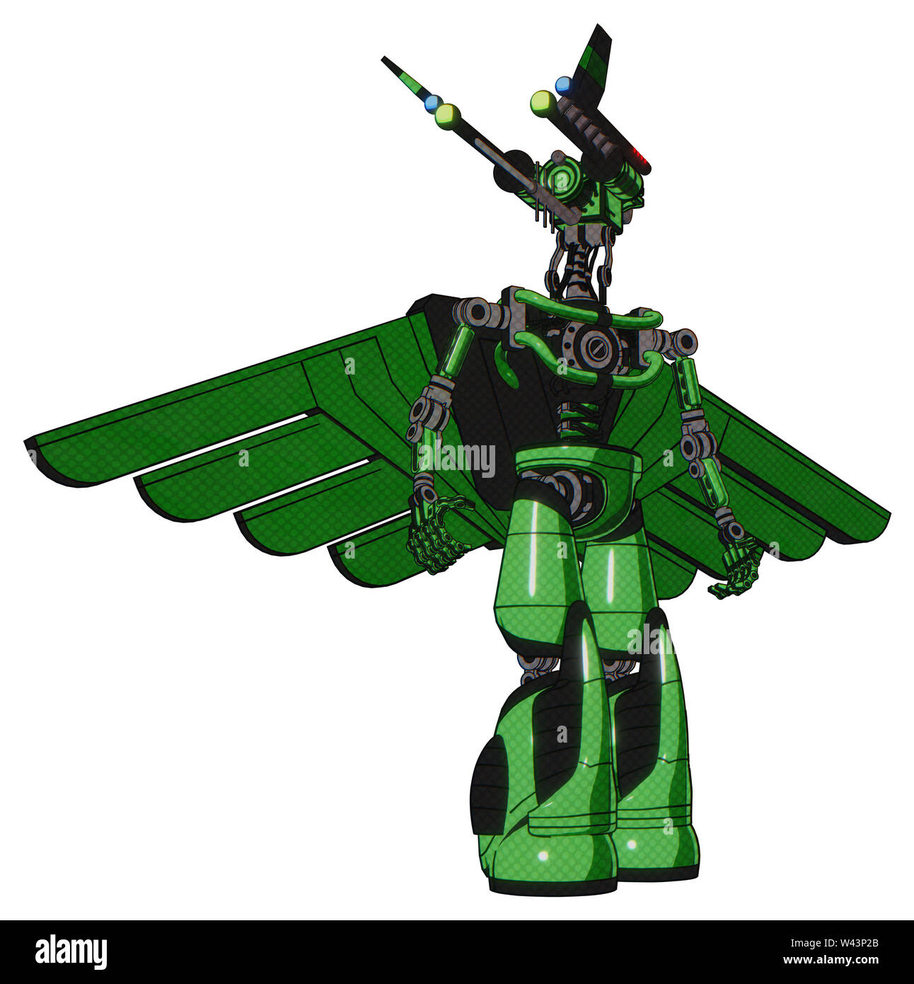 Droid containing elements: dual retro camera head, communications array ...