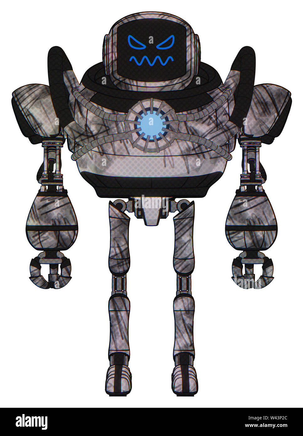 Automaton containing elements: digital display head, angry face, heavy ...