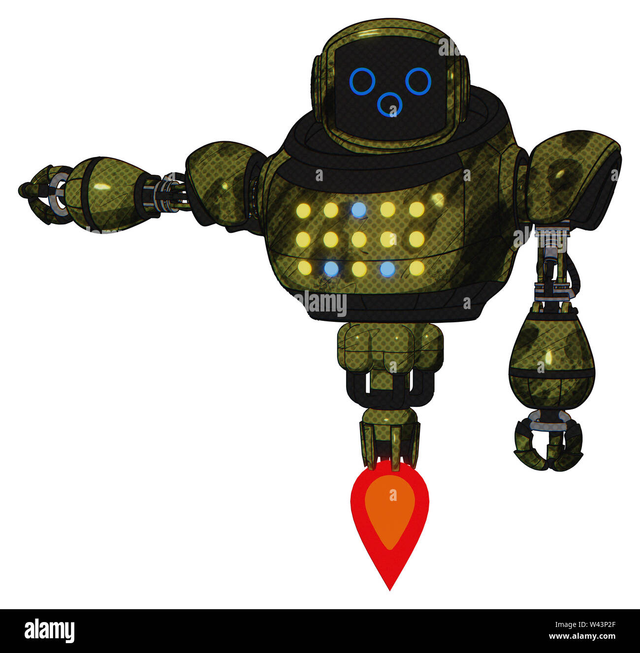 Robot containing elements: digital display head, woo expression, heavy ...
