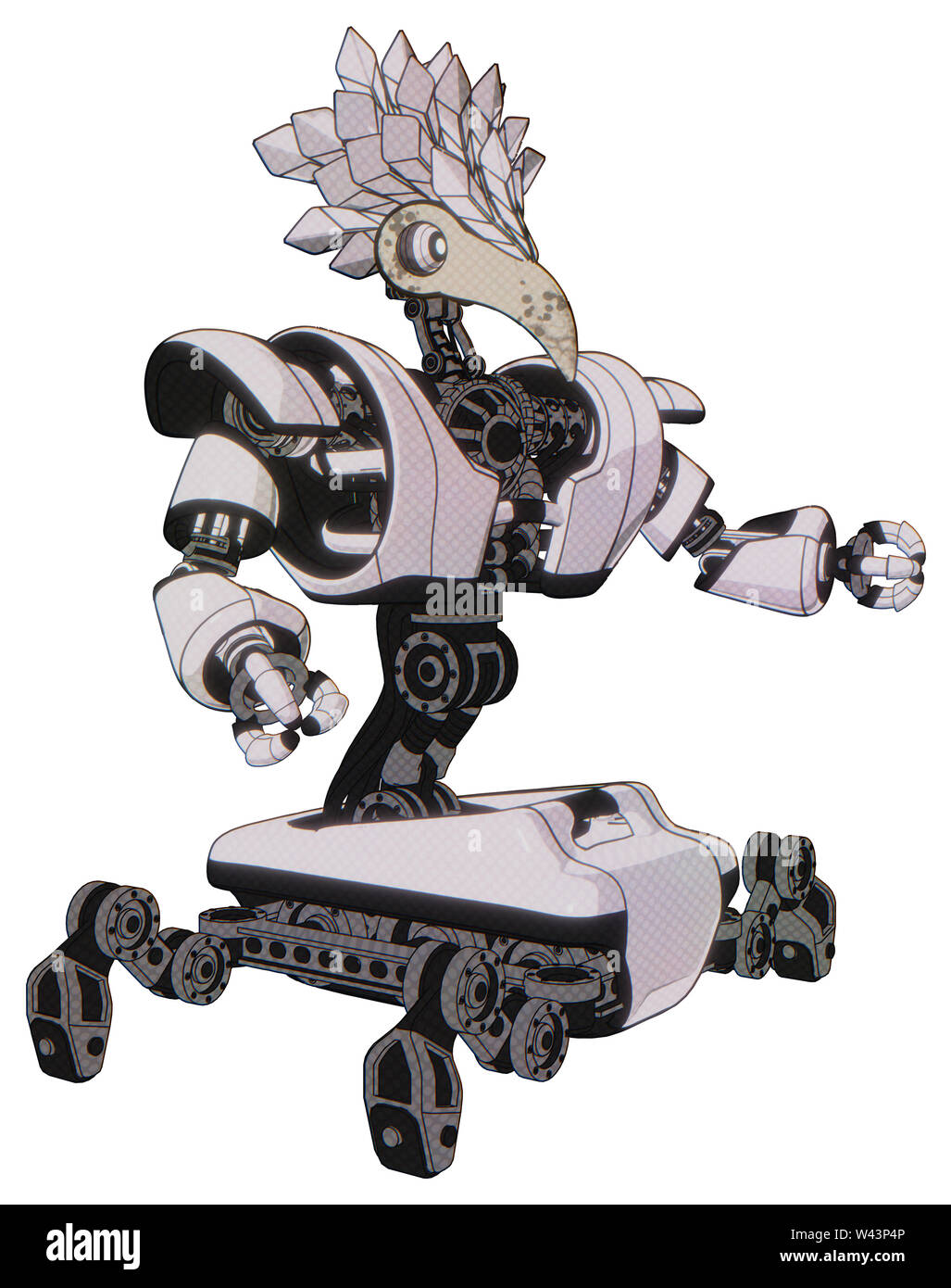 Mech containing elements: bird skull head, white eyeballs, bird feather ...