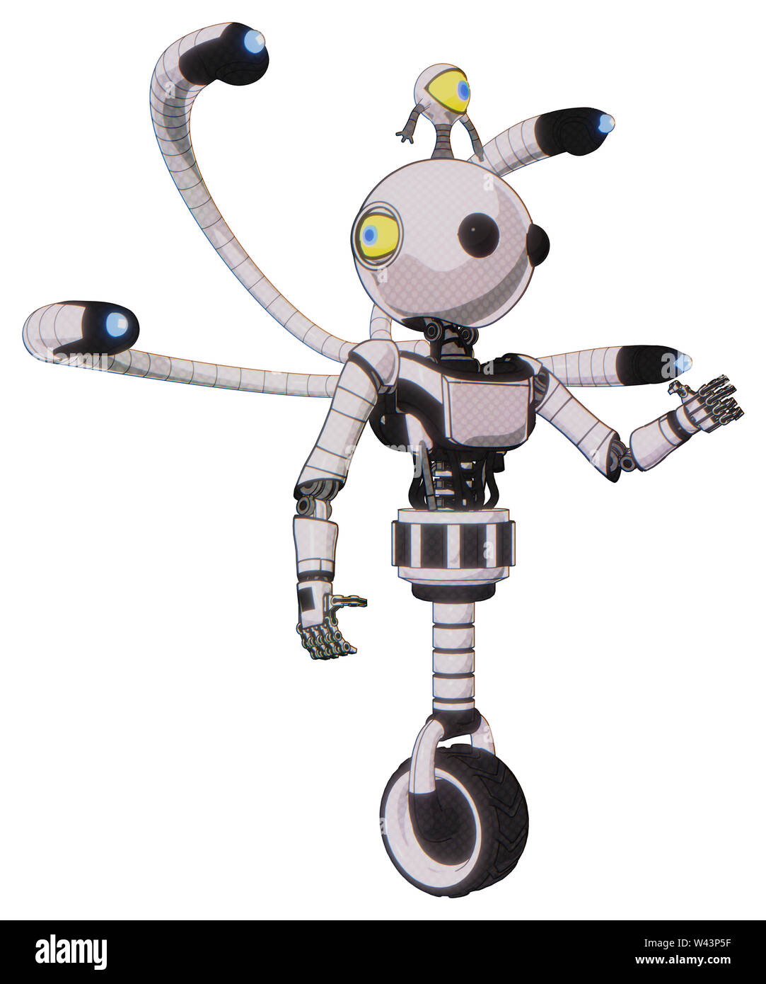 Android containing elements: oval wide head, beady black eyes, minibot ...