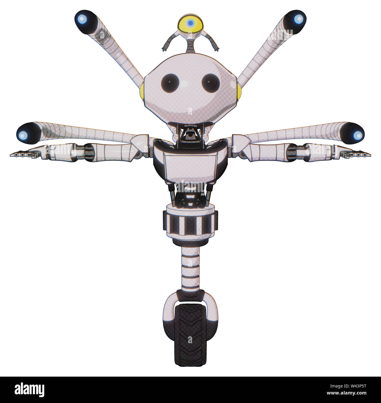 Android containing elements: oval wide head, beady black eyes, minibot ...