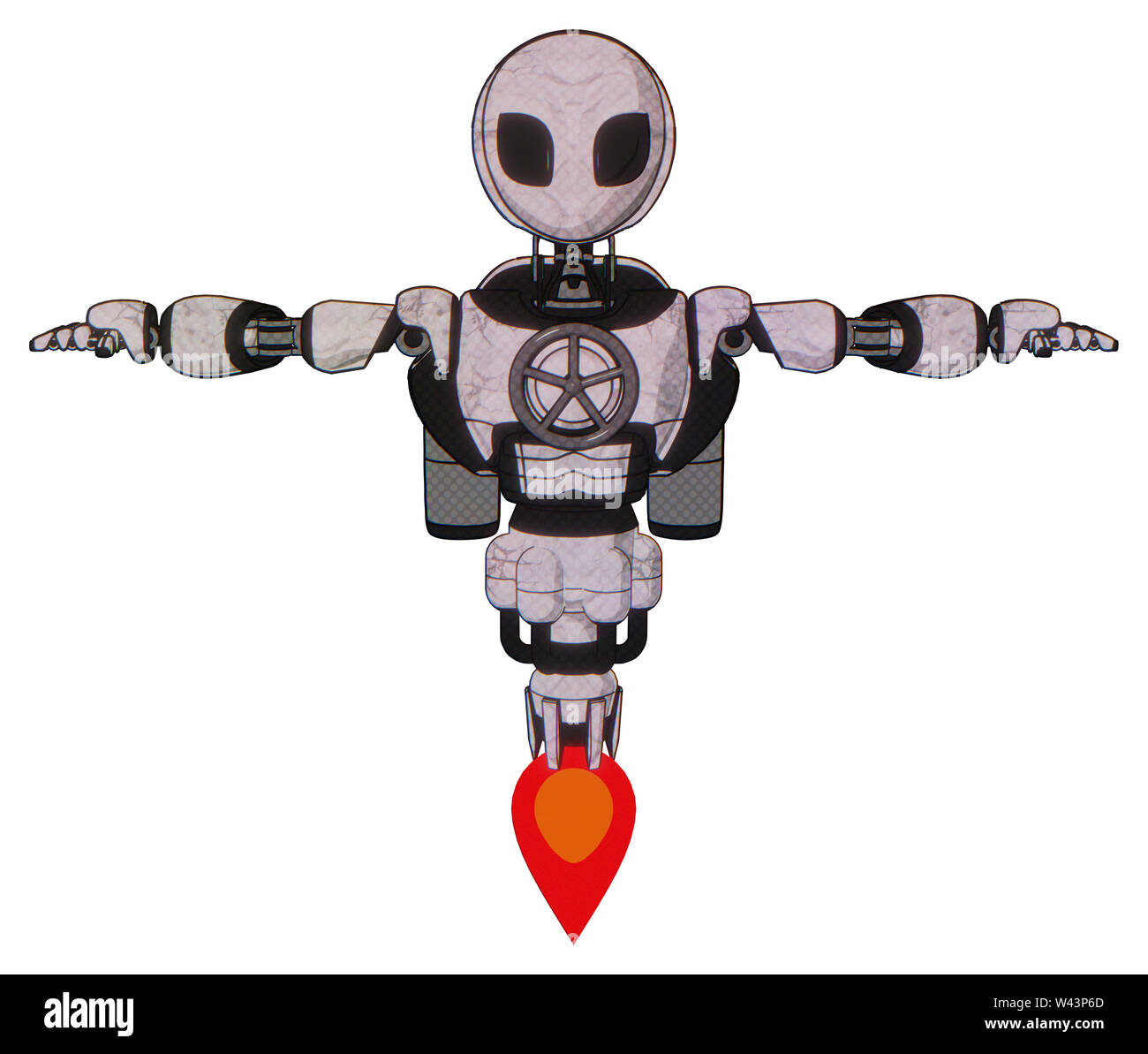 Automaton containing elements: grey alien style head, black eyes, light ...