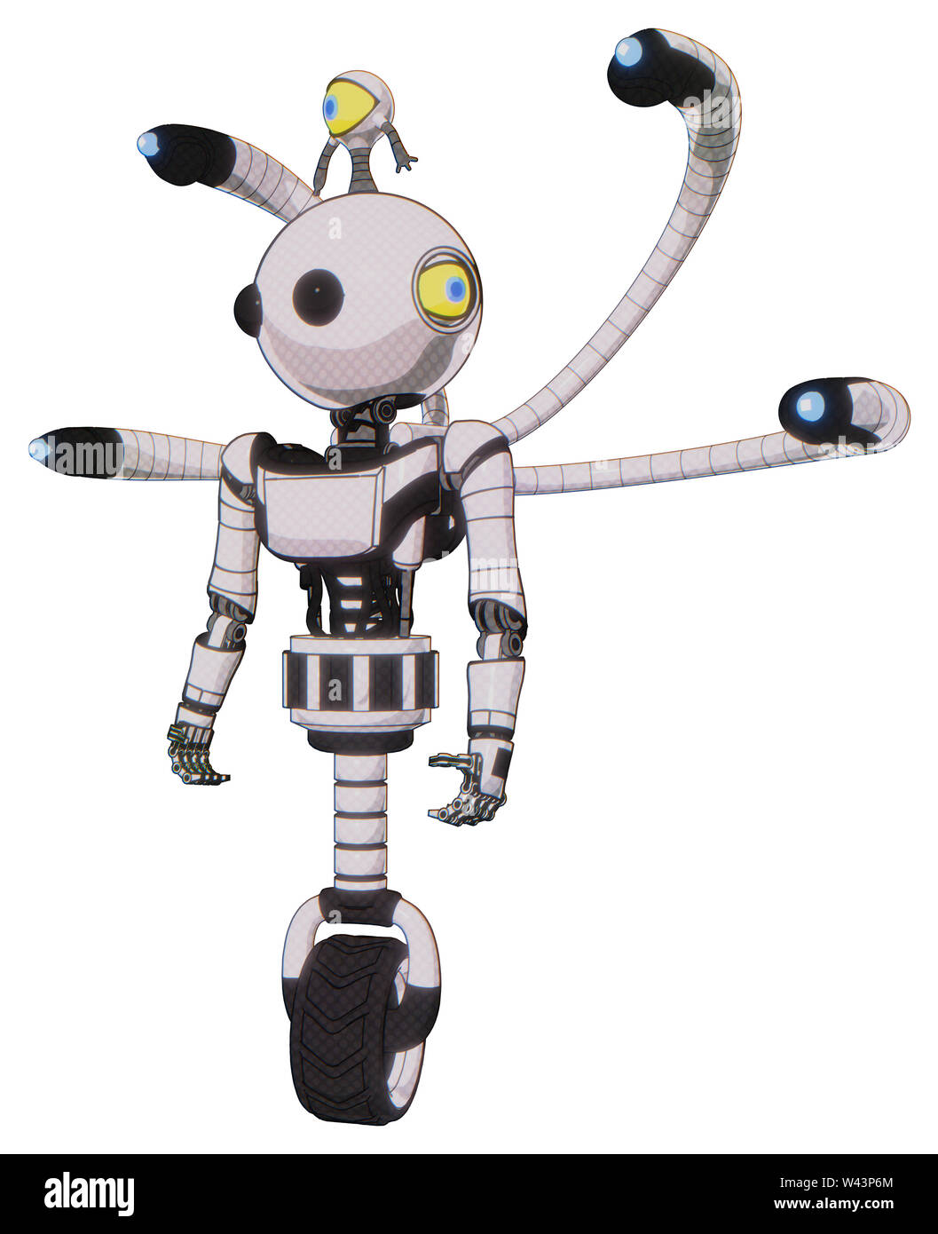 Android containing elements: oval wide head, beady black eyes, minibot ...