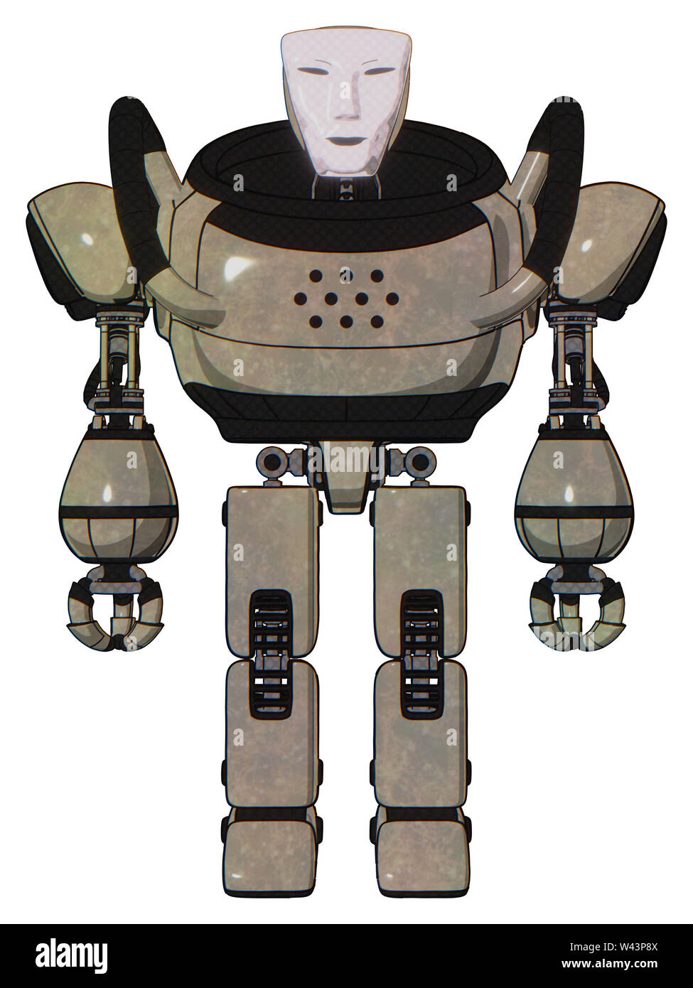 Droid containing elements: humanoid face mask, heavy upper chest ...