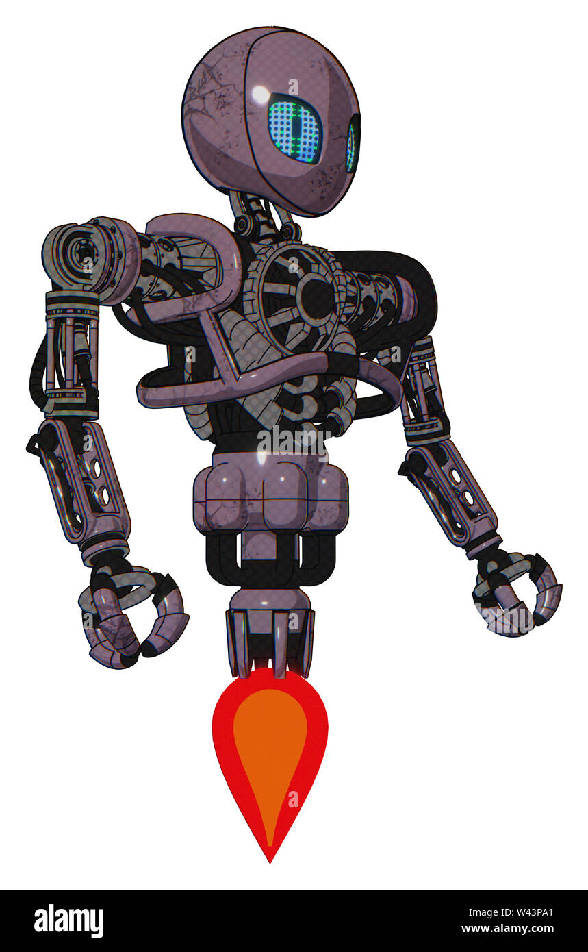 Cyborg containing elements: grey alien style head, blue grate eyes ...