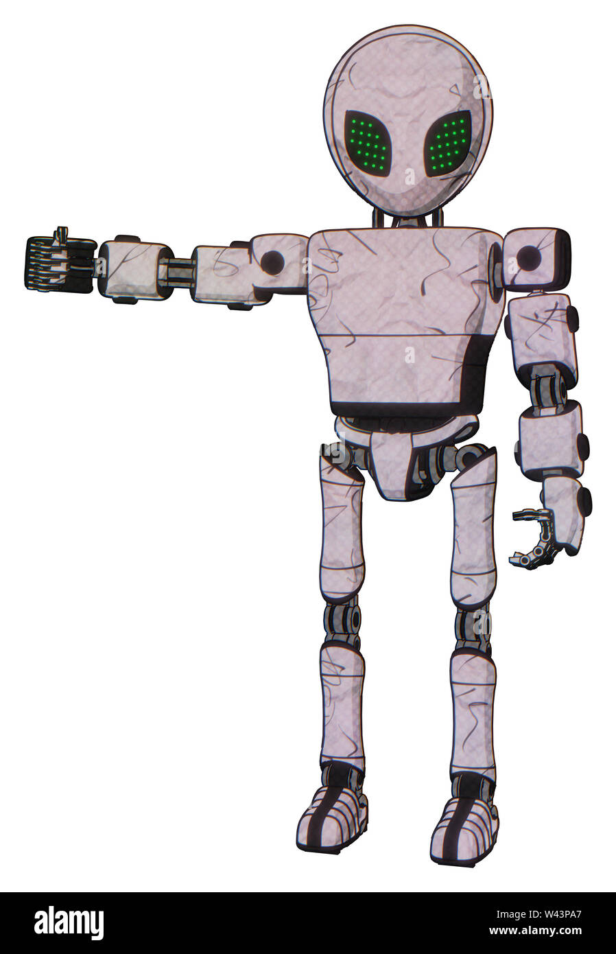 Robot containing elements: grey alien style head, led array eyes, light ...