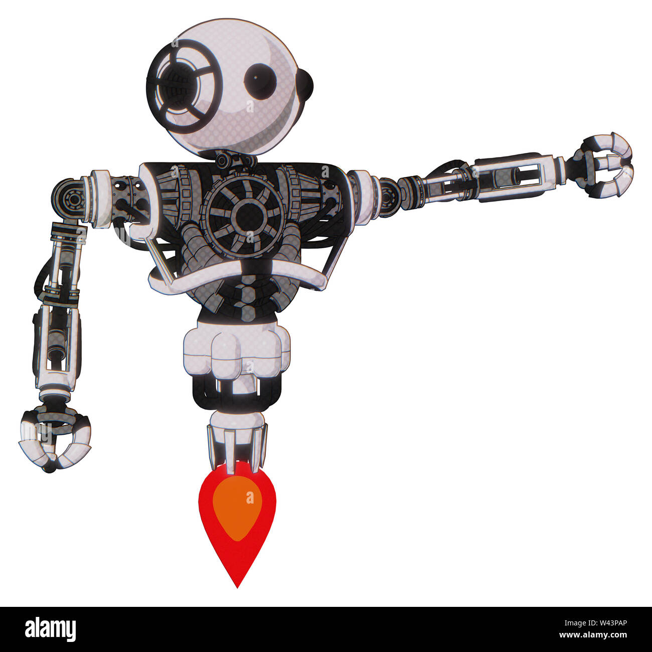 Cyborg containing elements: oval wide head, beady black eyes, heavy ...