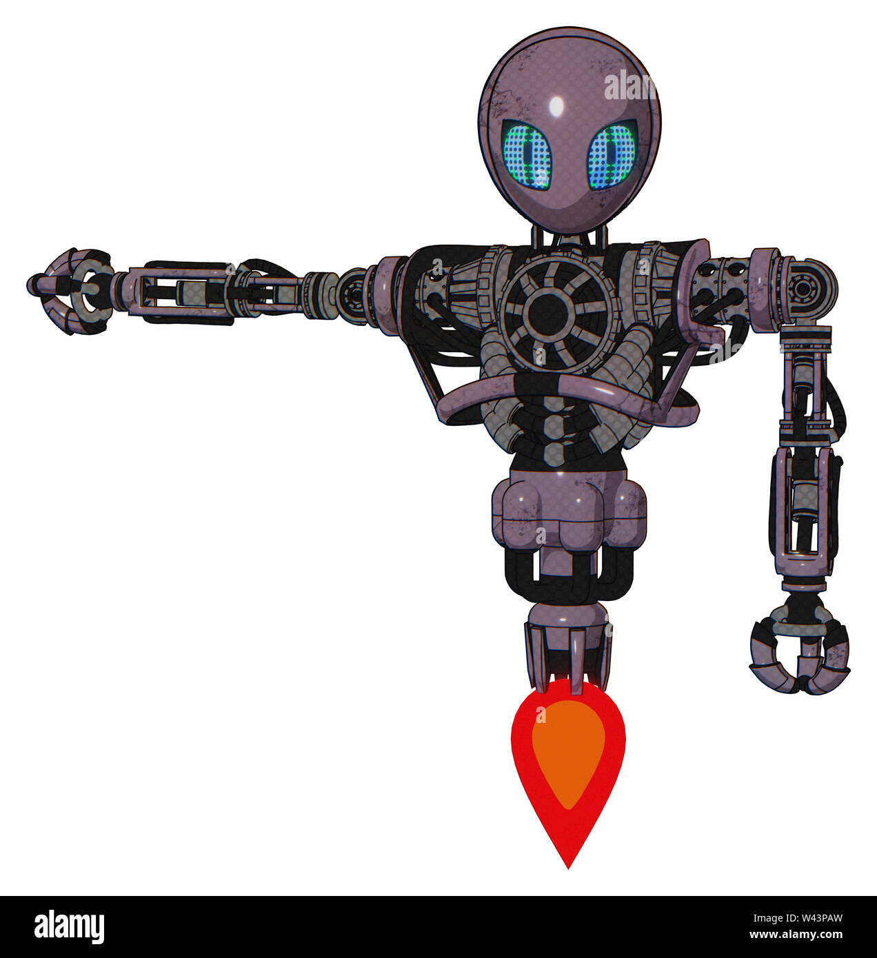 Cyborg containing elements: grey alien style head, blue grate eyes ...