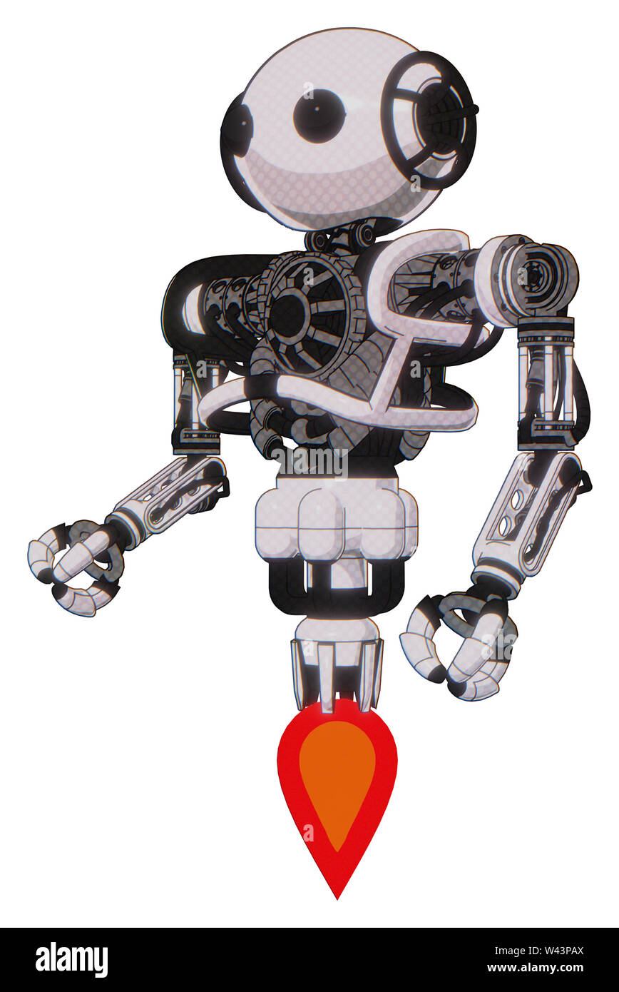 Cyborg containing elements: oval wide head, beady black eyes, heavy ...