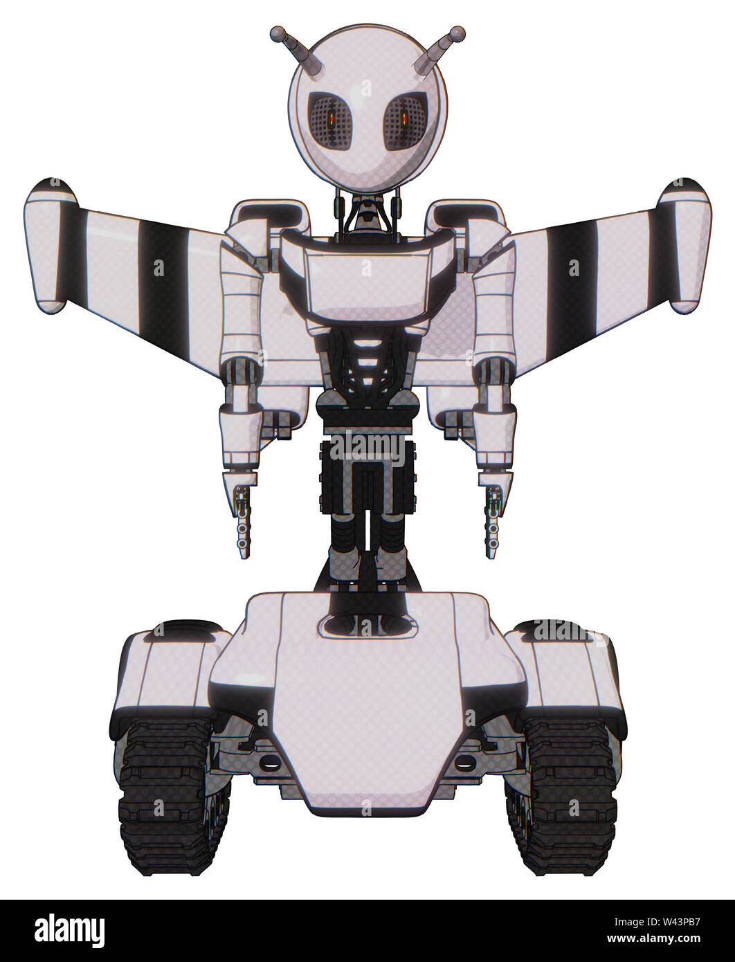 Cyborg containing elements: grey alien style head, metal grate eyes ...