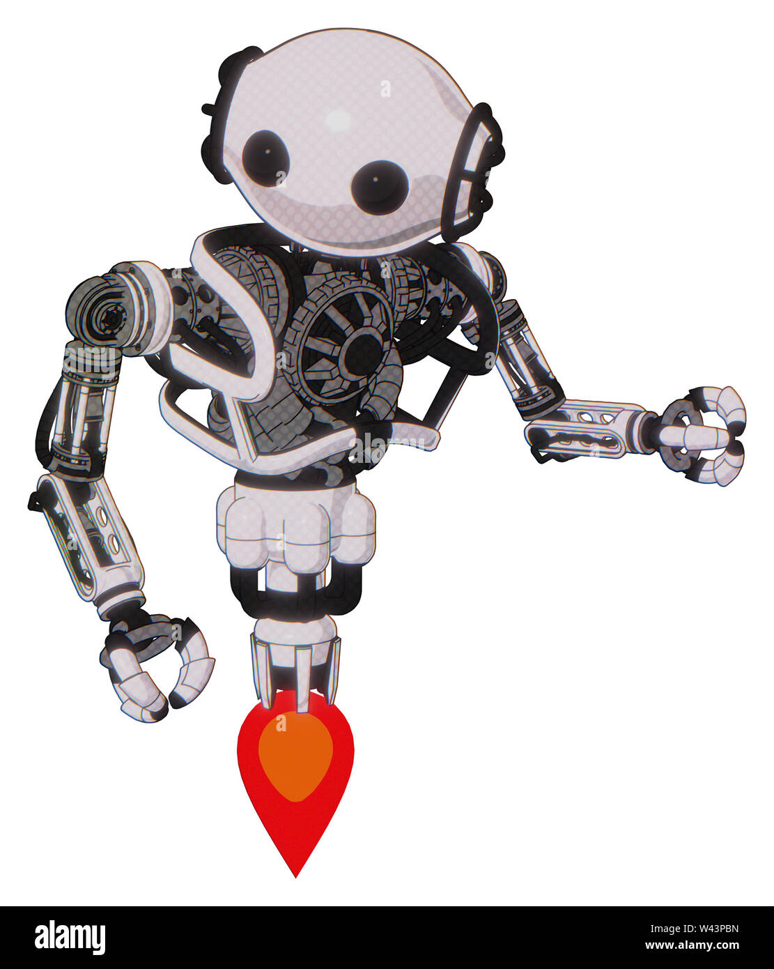 Cyborg containing elements: oval wide head, beady black eyes, heavy ...