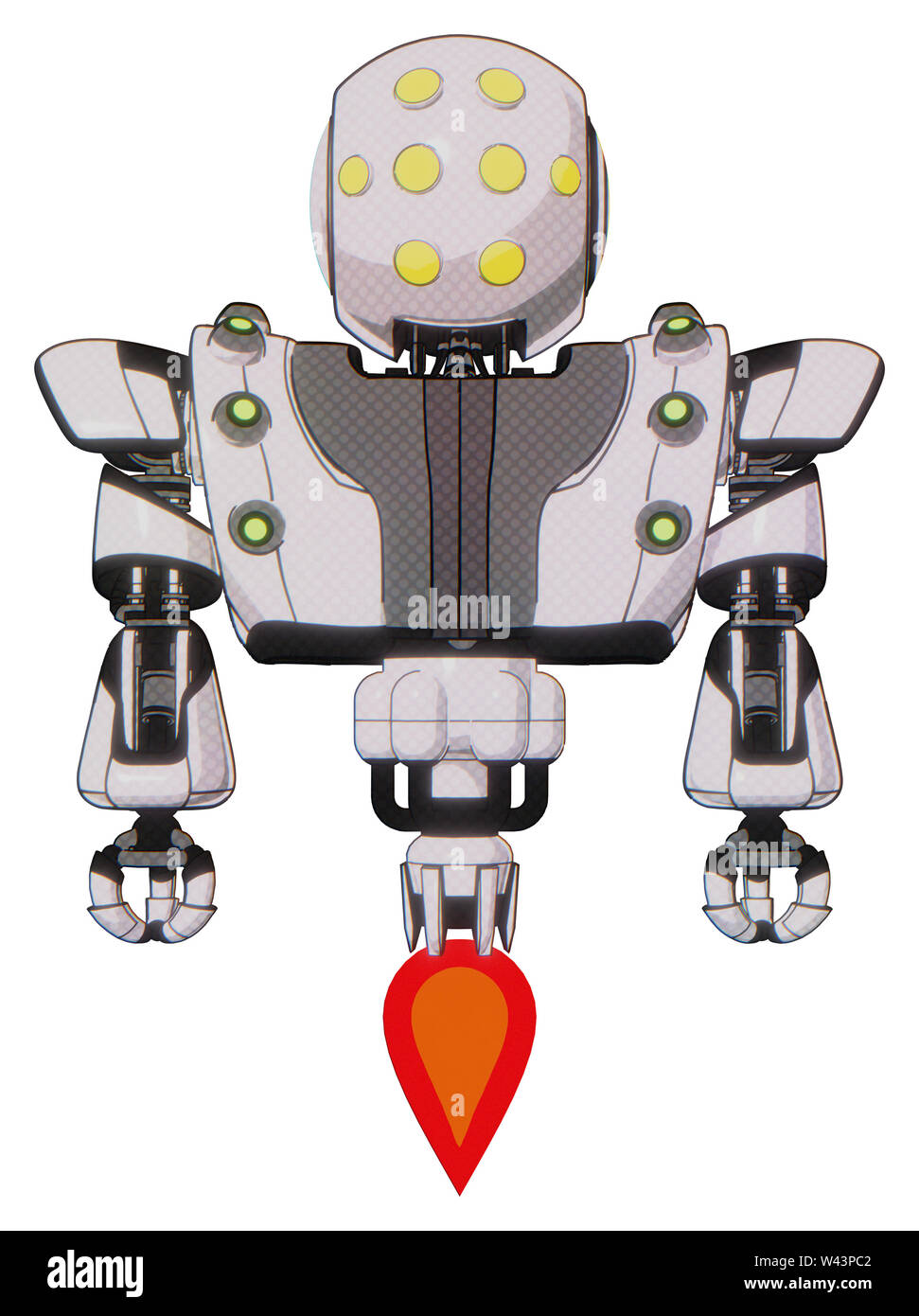 Bot containing elements: round head, yellow eyes array, heavy upper ...