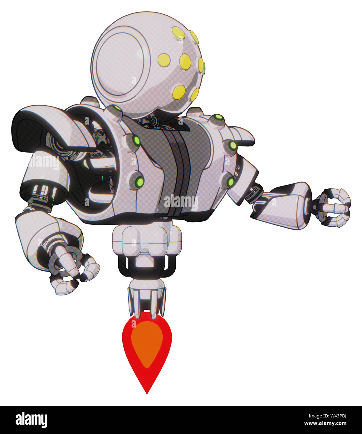 Bot containing elements: round head, yellow eyes array, heavy upper ...