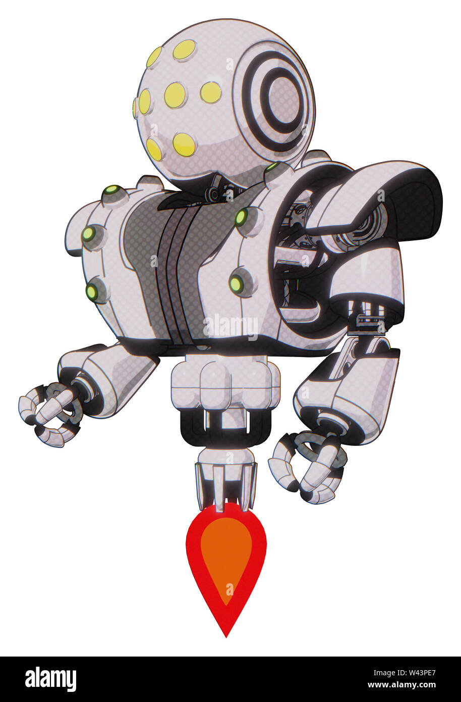 Bot containing elements: round head, yellow eyes array, heavy upper ...