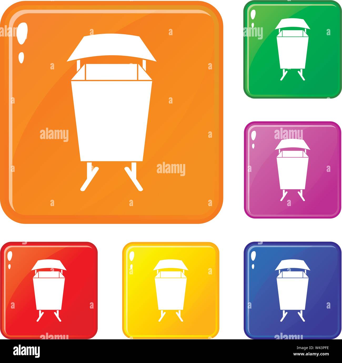Litter waste bin icons set vector color Stock Vector Image & Art - Alamy