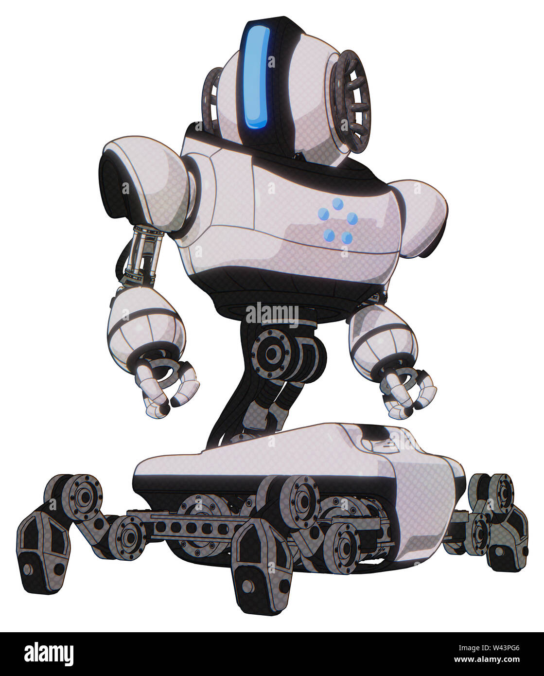 Automaton containing elements: round head, large vertical visor, heavy ...