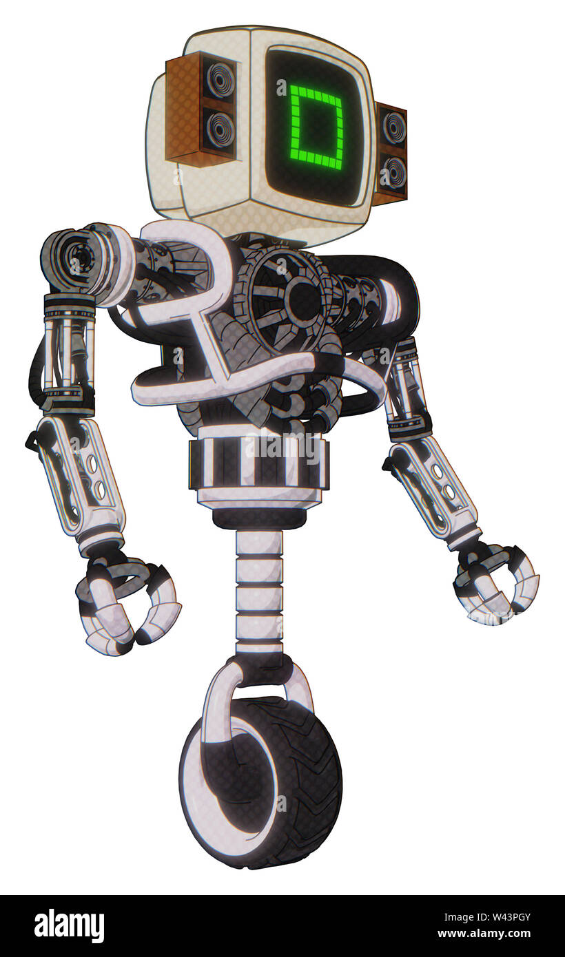 Cyborg containing elements: old computer monitor, pixel square design ...