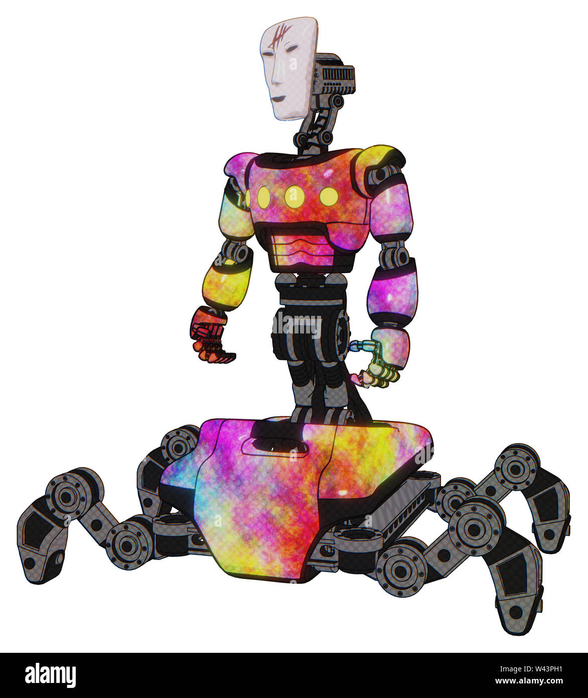 Cyborg containing elements: humanoid face mask, red slashes war paint ...