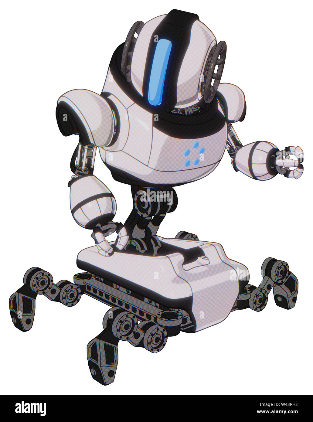 Automaton containing elements: round head, large vertical visor, heavy ...